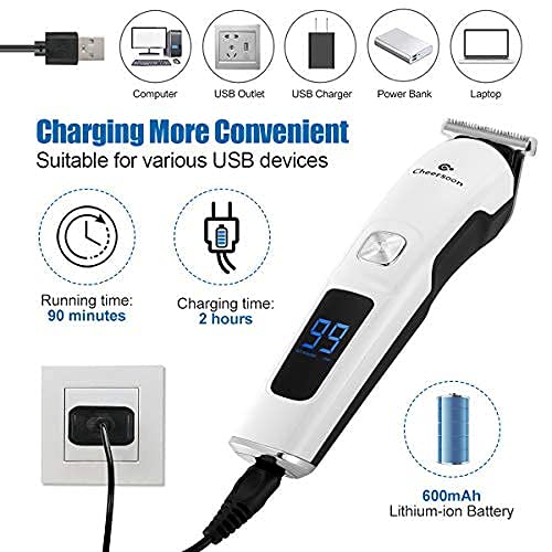 Beard Trimmer for Men, Nose Hair & Ear Trimmer, Cheersoon Electric Cordless Hair Clippers for Men, LED Display, IPX7 Waterproof Mens Grooming Kit