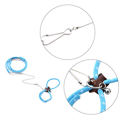 Adjustable Nylon Harness Vest and Leash Set Lead for Pet Dwarf Hamster Gerbil Rat Mouse Ferret Chinchilla Ferret Squirrel Small Animal Walking Toy (Blue)