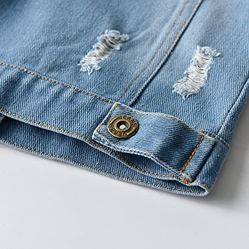 Noubeau Toddler Baby Boys Girls Jean Jacket Kids Denim Jacket Long Sleeve Button Top Coat Casual Outerwear (Blue, 2-3T)
