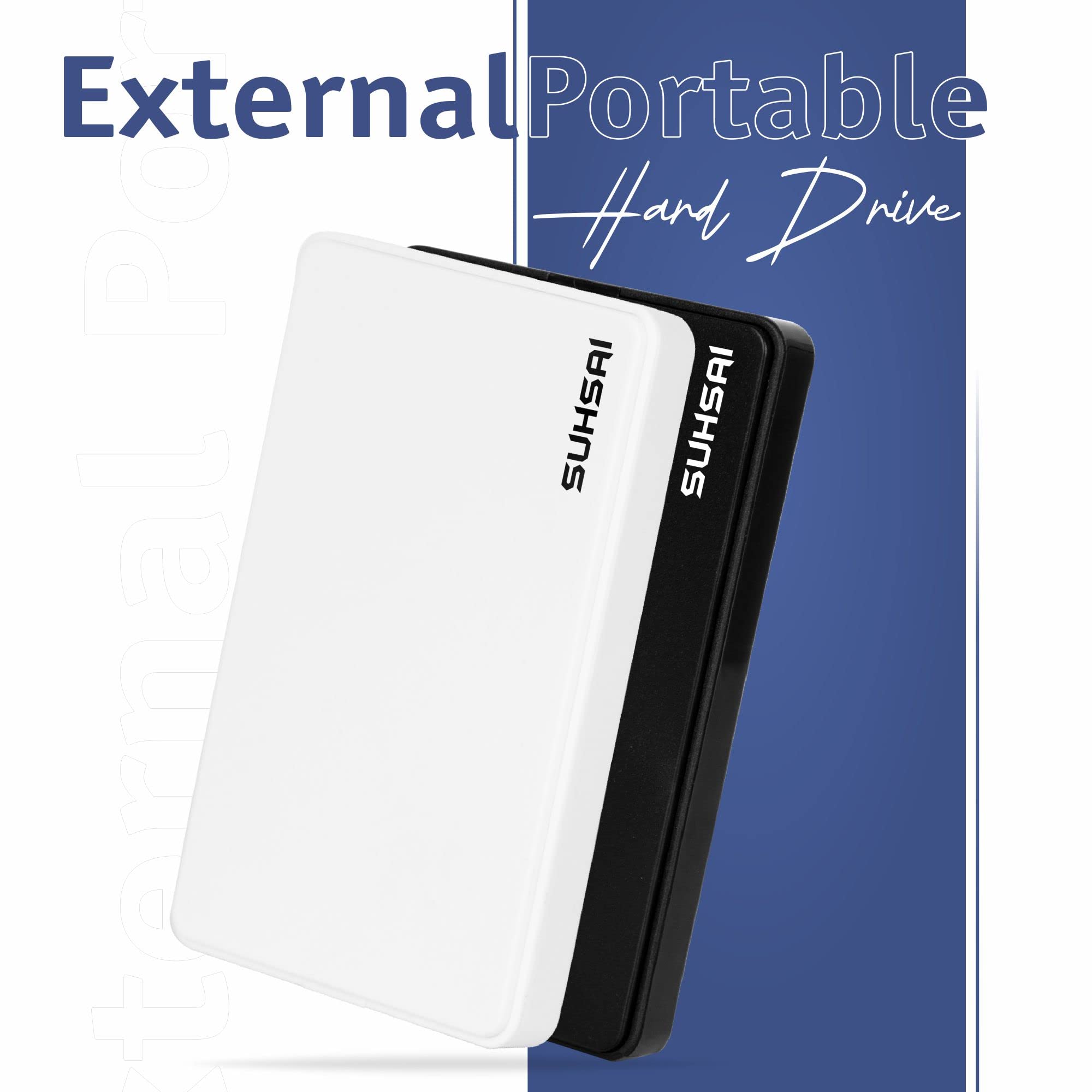 SUHSAI 500GB Portable External Hard Drive USB 2.0 Storage and Backup Drive, USB Hard Disk Drive, Memory Storage Expansion External HDD for Computer, Mac, Desktop (Black)