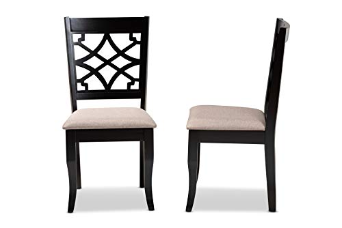 Baxton Studio Mael Dining Chair and Dining Chair Sand Fabric Upholstered and Espresso Brown Finished Wood 2-Piece Dining Chair Set