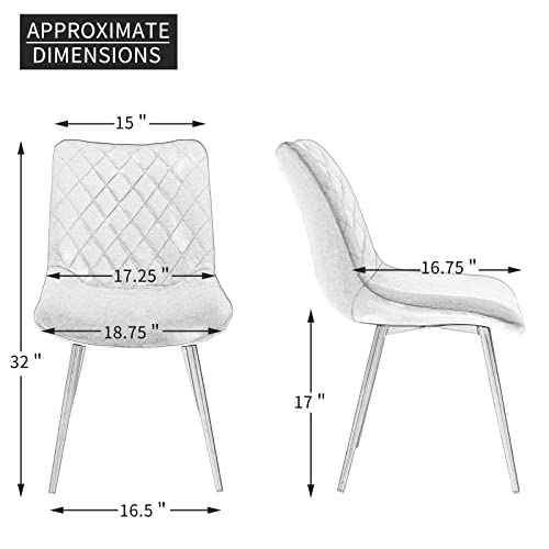 ANOUR Modern Dining Chairs, Velvet Kitchen Chair, Living Room Chairs, Set of 2, Upholstered Side Chair with Metal Legs for Dining Room Kitchen Bedroom Vanity