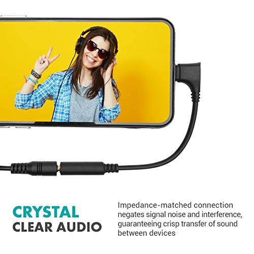 Movo IMA-3 Female 3.5mm TRRS Microphone Audio Adapter Cable to Right-Angle Lightning Connector Dongle - Headphone Jack Adapter Compatible with Apple iPhone and iPad - Great Lightning Adapter for Mics