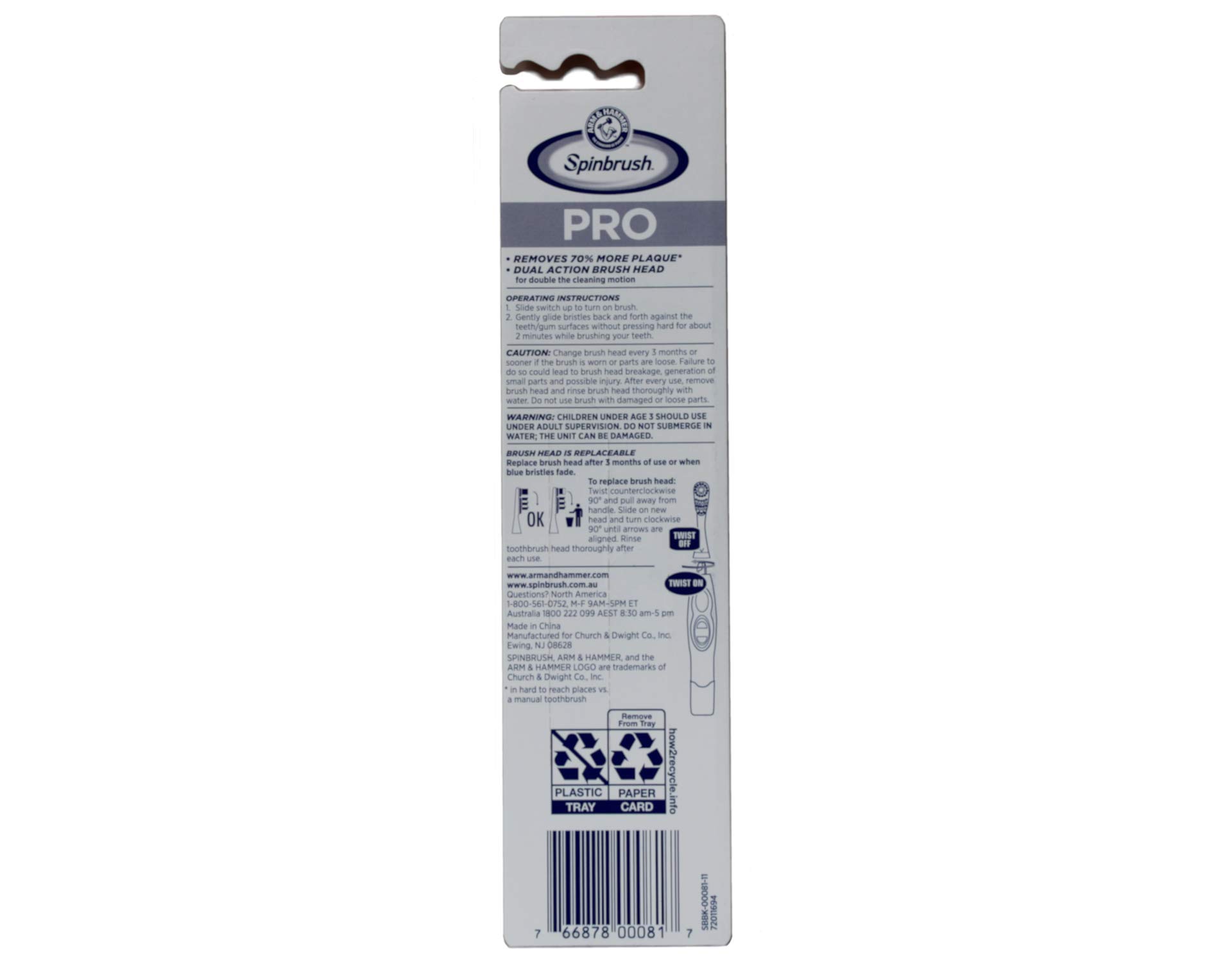 ARM & HAMMER Spinbrush Pro-Clean Replacement Brush Heads, Medium 2 ea (Pack of 4)