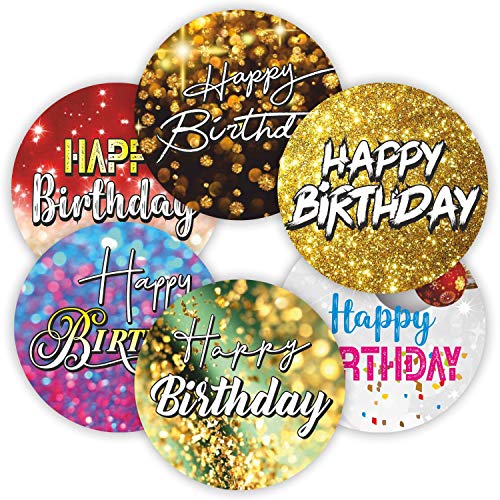 PARTH IMPEX Happy Birthday Stickers Seals Labels (Pack of 120) 2" Large Round for Gift Envelopes Cards Boxes