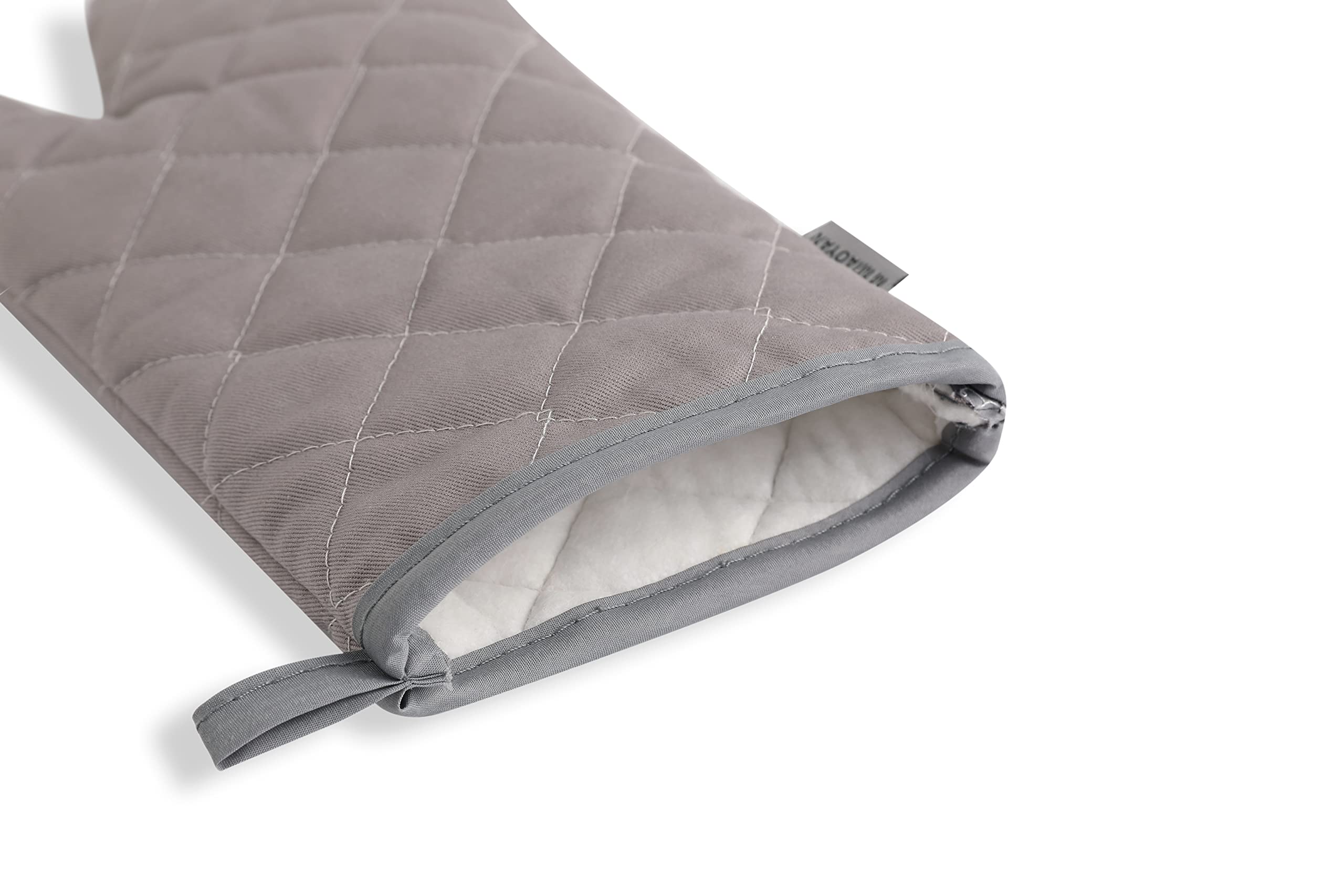 Oven Mitts and Pot Holders 4 pcs Set,High Heat Resistant 500 Degree Extra Thicken Long Kitchen Cotton Oven Glove for Cooking (12 Inch,Grey)