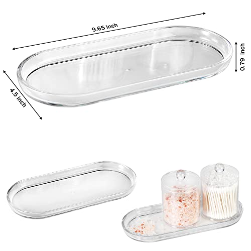 Acrylic Vanity Tray Bathroom Storage Organizer Tray, Catchall Tray,Countertop Sink Tray Dispenser,Sturdy Holder for Cabinet, Vanity, Shelf, Cupboard, Cabinet, or Closet Organization(2 Pack) (Clear)