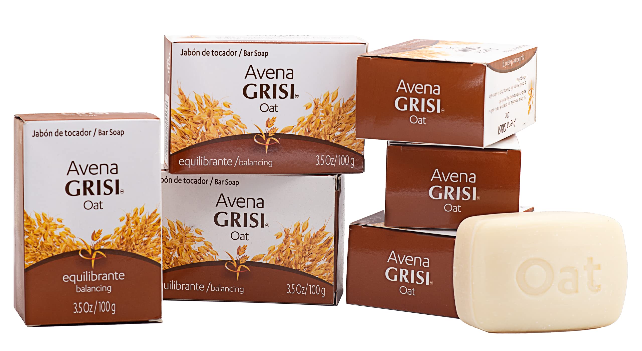 Grisi Oat Soap Cleansing Balancing Soap with Natural Oat Assists in Balancing your Skin and Moisturizing it Delicate, 6-Pack of 3.5 Oz Each Soap, 6 Soaps