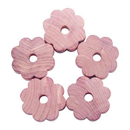 FunSpt 32 Pcs Cedar Blocks Plum Shape with Fragrance Odor 100% Nature Aromatic Red Ceder Planks for Hanger Wardrobes Closets Drawers Freshener Clothes,004