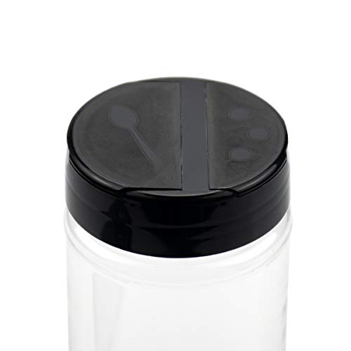Foraineam 16 Pack 15 oz Plastic Spice Jars Containers Bottles with Black Flip Cap To Pour Or Sifter Shaker, Perfect for Storing Spice, Powders and Herbs