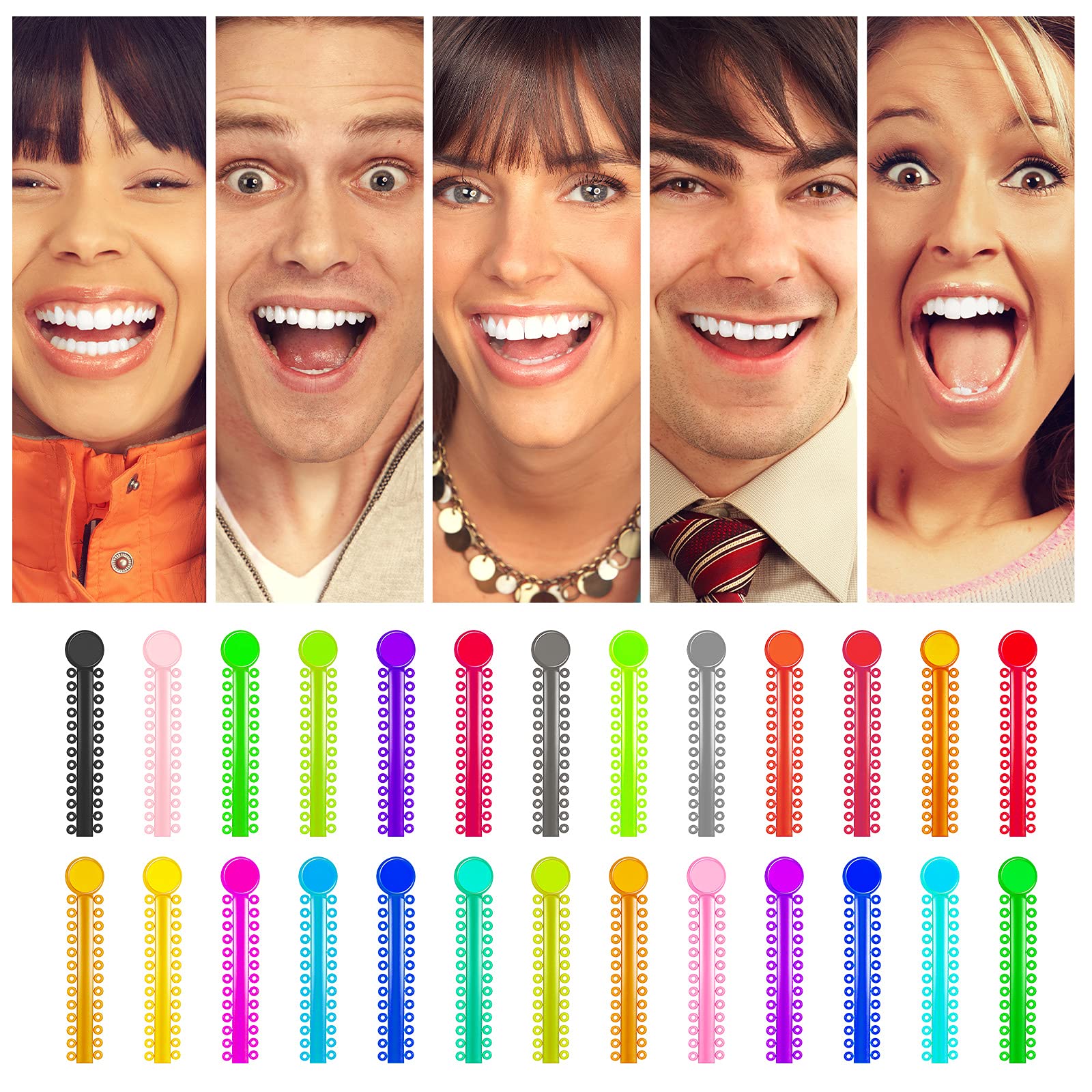 Nuanchu 2080 O-rings Multicolor Orthodontic Ligature Ties Elastic Teeth Orthodontic Ligature Rubber Bands for Braces