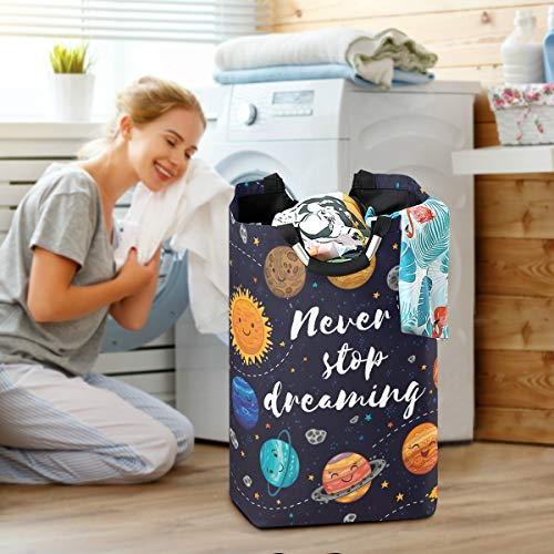 Blueangle Cartoon Solar System Pattern Laundry Basket Clothes Hamper Collapsible Durable Dirty Clothes Large Storage Laundry Organizer