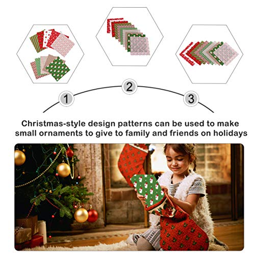 20Pcs Christmas Cotton Fabric Floral Quilting Cloth Piece Fat Patchwork Bundles Quarters Precut Scraps for Xmas Dress Cloth Bag Sewing DIY Craft 20x20cm Random Color
