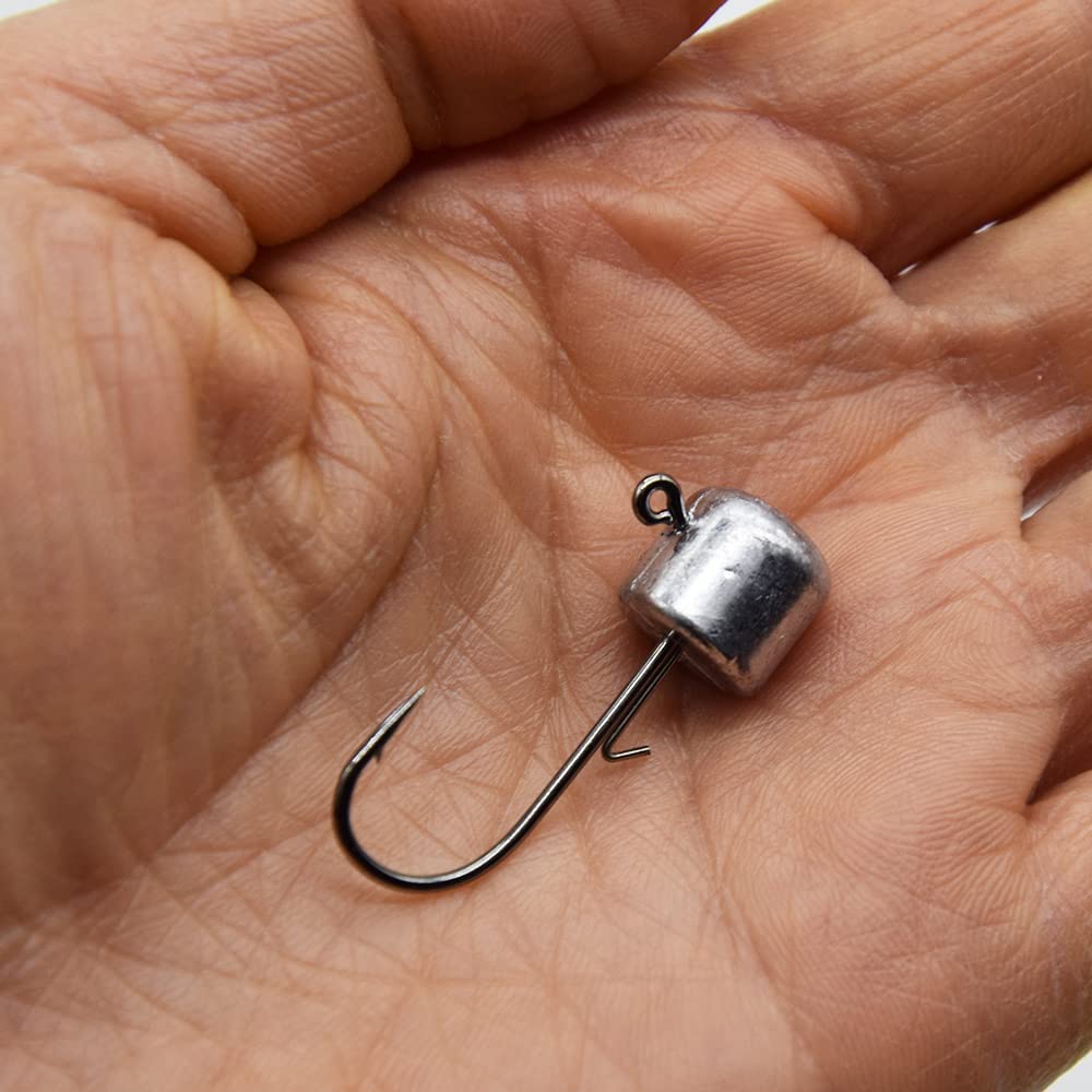 15pcs/lot Ned Rig Jig Head Finesse Hooks 1/10oz, 1/8oz, 1/6oz, 1/5oz Mushroom Jig Heads Hooks Set for Soft Plastic Baits Lures (1/6oz, 15pcs)