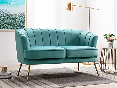 Altrobene Velvet Loveseat Couch Sofa Luxury Modern Comfy Tufted Couch Chesterfield 2 Person Couch for Living Room/Bedroom, Dark Teal