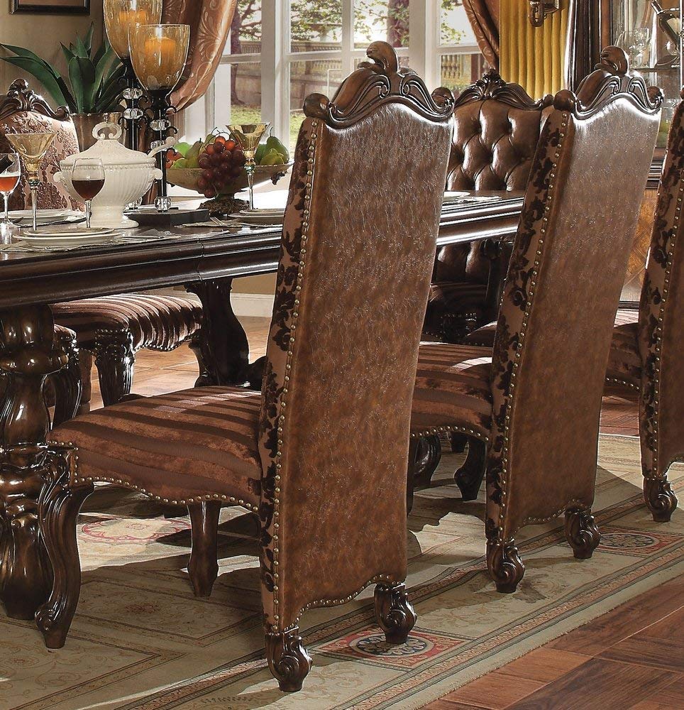 ACME FURNITURE Versailles 2-Tone Light Brown and Cherry Oak Side Chair Set of 2