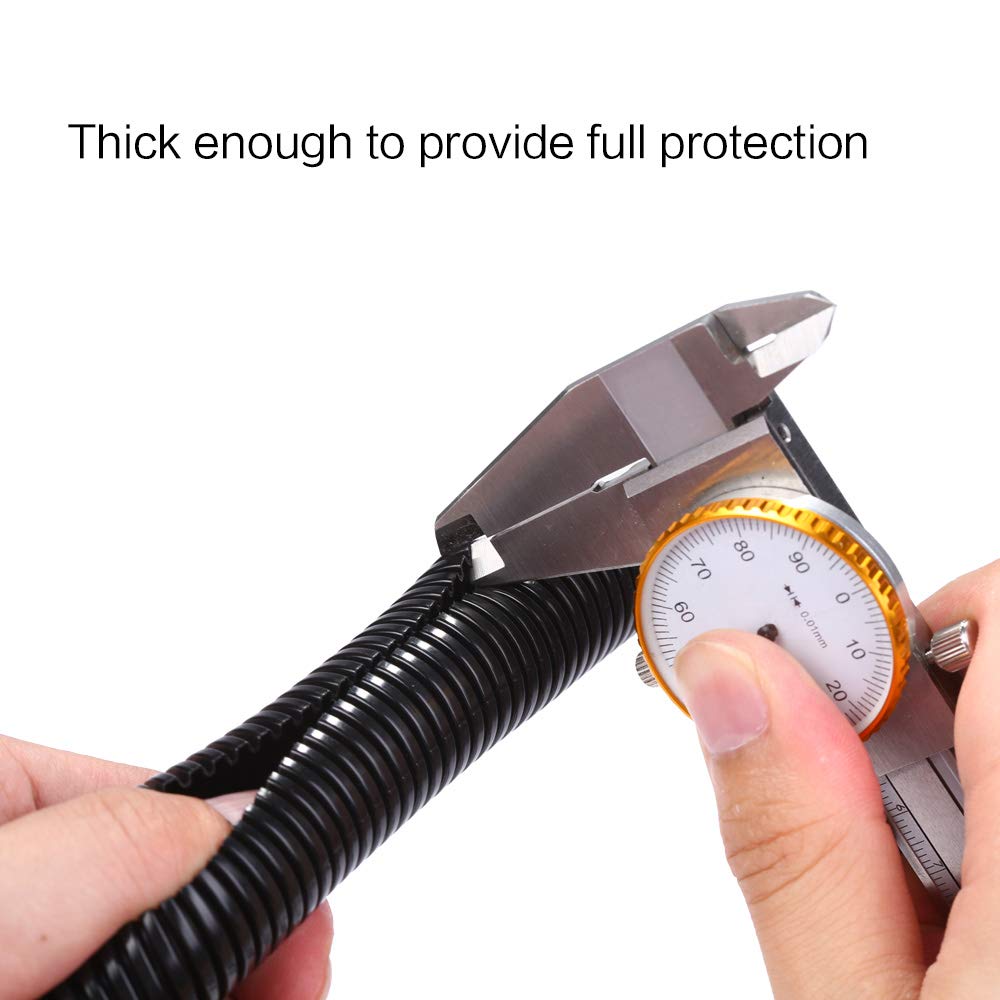 Alex Tech 25ft – 1/2 inch Split Wire Loom Tubing Wire Conduit – Black