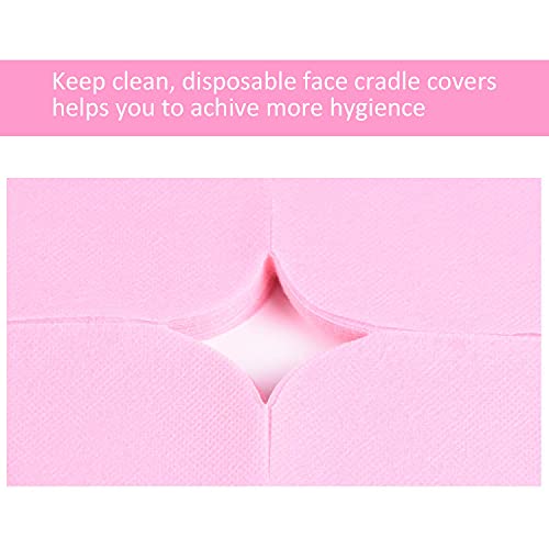OKEKON Disposable Face Cradle Covers – Ultra Soft Non-Sticking Massage Face Covers/Headrest Covers for Massage Tables & Massage Chairs Spa Salon Massage Headrest Cover Pink, 100 PCS