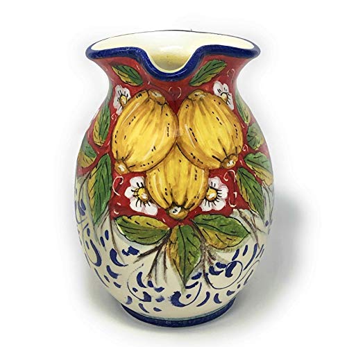 CERAMICHE D'ARTE PARRINI - Italian Pottery Art Pottery Pitcher Vino Vine gal 0,264 Hand Painted Decorated Lemons Made in ITALY Tuscan Florence