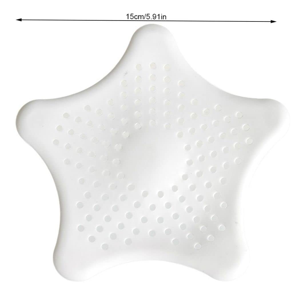 Starfish Kitchen Floor Drain, Durable Silicone Hair Stopper With Suction Cup, Shower Drain Covers Suit For Bathroom Bathtub And Kitchen, Easy To Install And Clean Sink Strainer, White