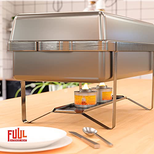 FUUL – Chafing Fuel Dish Burner Cans - 12 Pack - Chafing Dish Fuel Cans Burners To Keep Food Warm with 6-Hours Burning Capacity - Cooking Fuel For Chafing Dishes - 1 Opener Included for Opening Seal