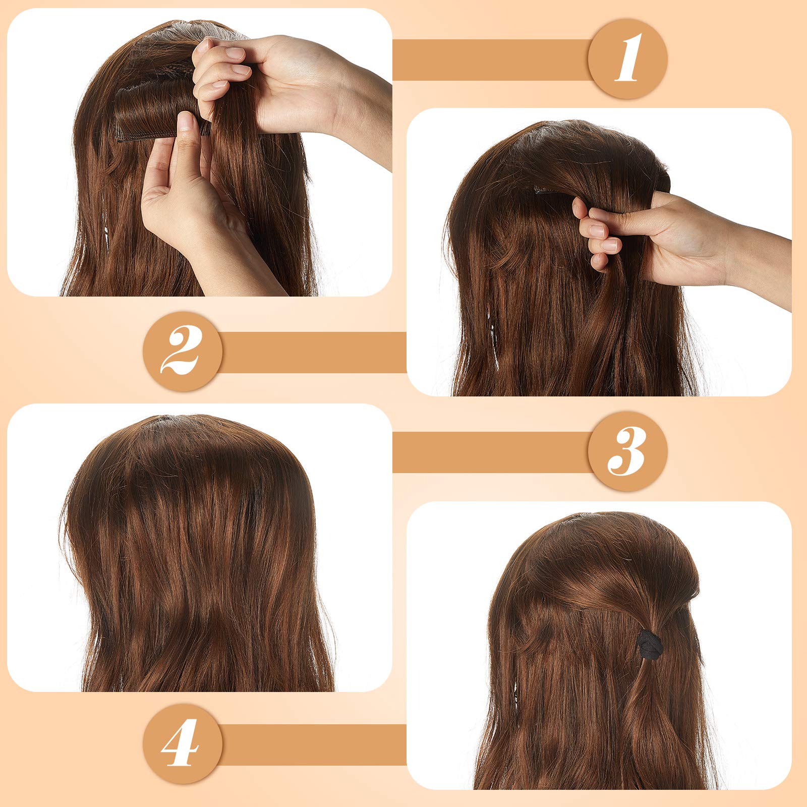 WILLBOND 3 Pieces Invisible False Hair Clips, Increased Pad Bump It Up Volume Hair Base Fluffy Princess Styling Insert Tool for Women Girls(Black)