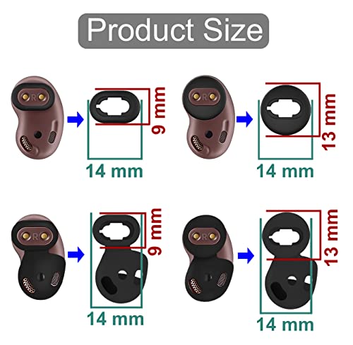 4 Pairs Galaxy Buds Live Ear Tips Ear Hooks Kit Set, Small/Large 2 Size Silicone Anti-Slip Fit in Case Rubber Ear Buds Wings Eartips Compatible with Samsung Galaxy Buds Live - Mystic Black