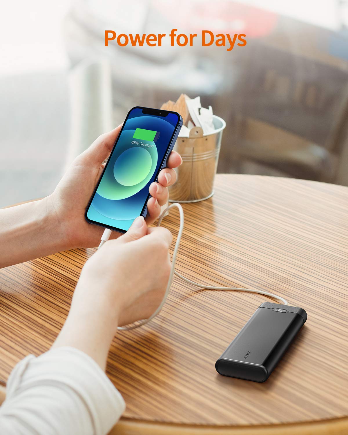 AIDEAZ Wireless Power Bank Portable Charger, USB-C 20000mah Battery Pack Fast Charging with LCD Display, Powerful Portable Charger compatible with iPhone12 Mini/12/12 Pro/12 Pro Max/11 Pro/XS and More