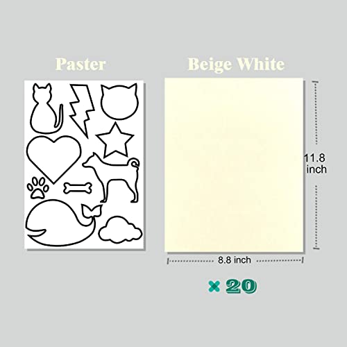 20 Pcs Self Adhesive Velvet Flocking Liner for Jewelry Drawer,Box Lining,Self Adhesive Velvet Liner Flocked Fabric (Beige White)