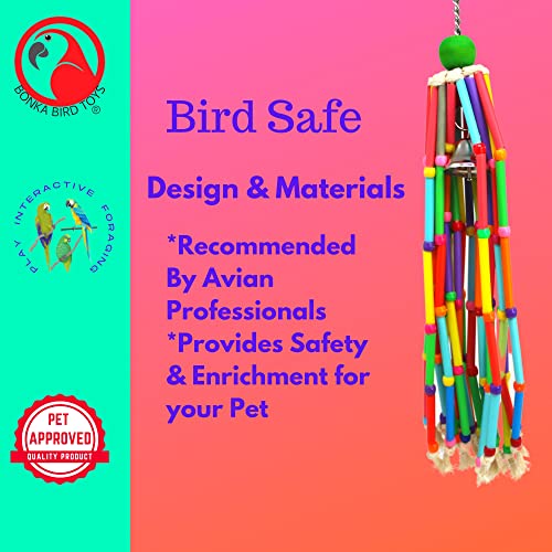 Bonka Bird Toys 000708 Wind Chimes Bird Toy Parrot cage Toys Cages Conure African Grey Parakeet