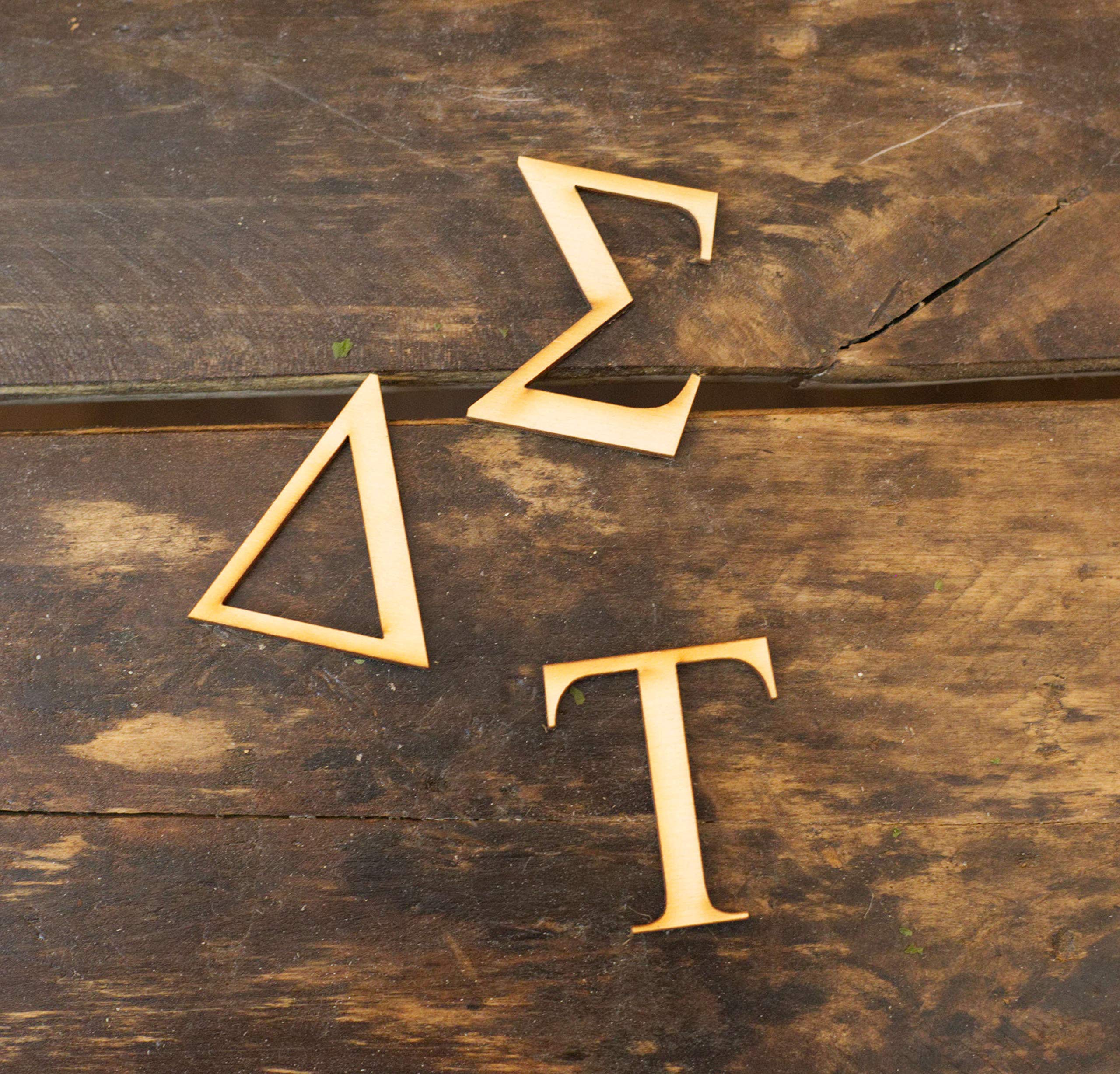 2-6 inch Tall (1/8" Thick) (3 letters) Small Greek Wood Letters Wooden Alphabet Wall Hanging Little Craft Paddle Decor Sorority Fraternity House Unfinished Laser Cutout Custom
