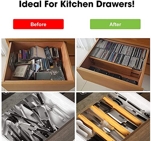 ANTOWIN Bamboo Drawer Dividers Organizers 16pcs, Expandable Drawer Separators Splitter, 17-22 inches Long Adjustable Spring-loaded Organizer for Large Utensil, Clothes, Tools Drawers (8+8)