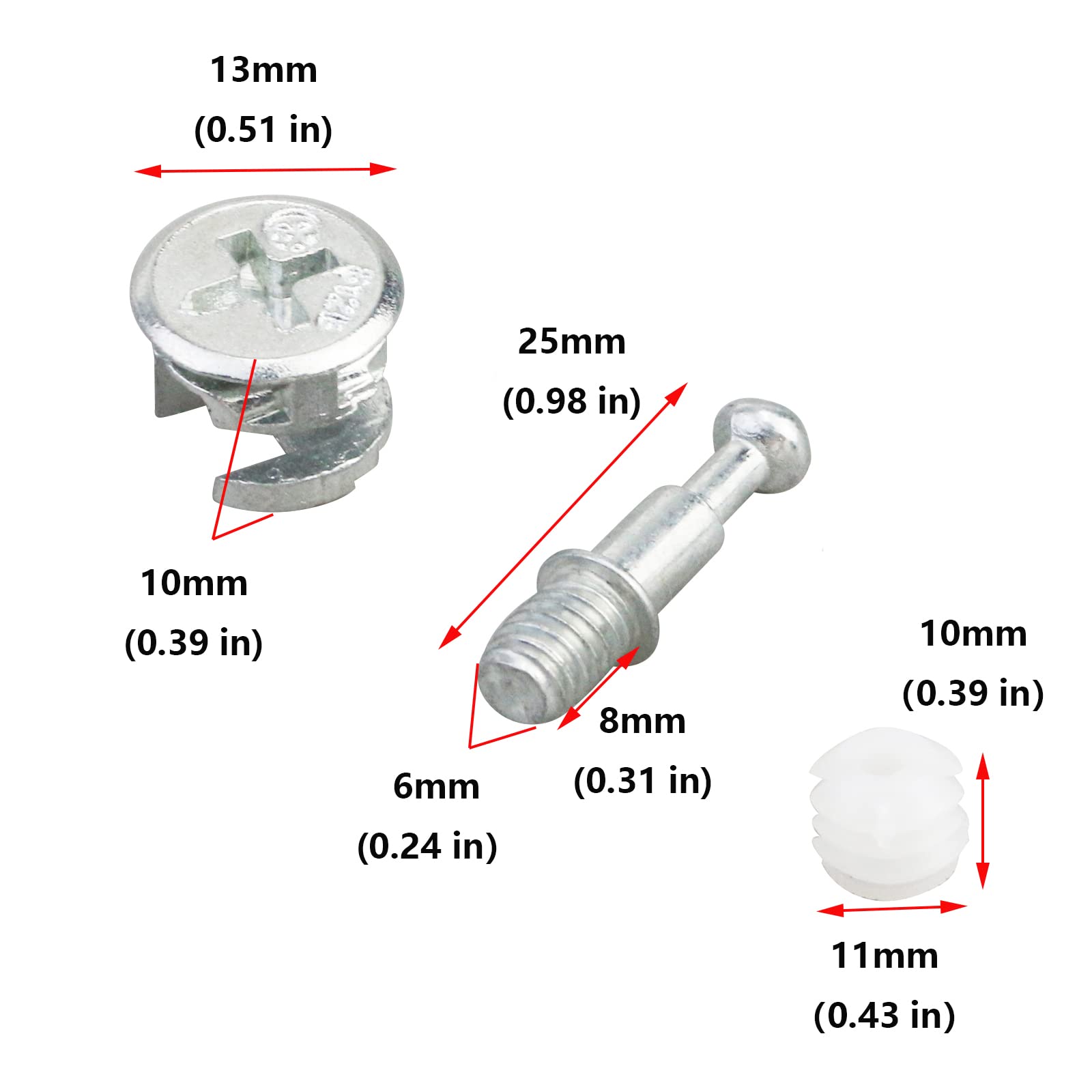 Antrader Furniture Side Knock Down Furniture Cam Lock Connecting Fitting Pre-inserted Nut Dowels connector Assembly 30 Sets (812 Fitting+25mm Fitting Screw+Open colloid)