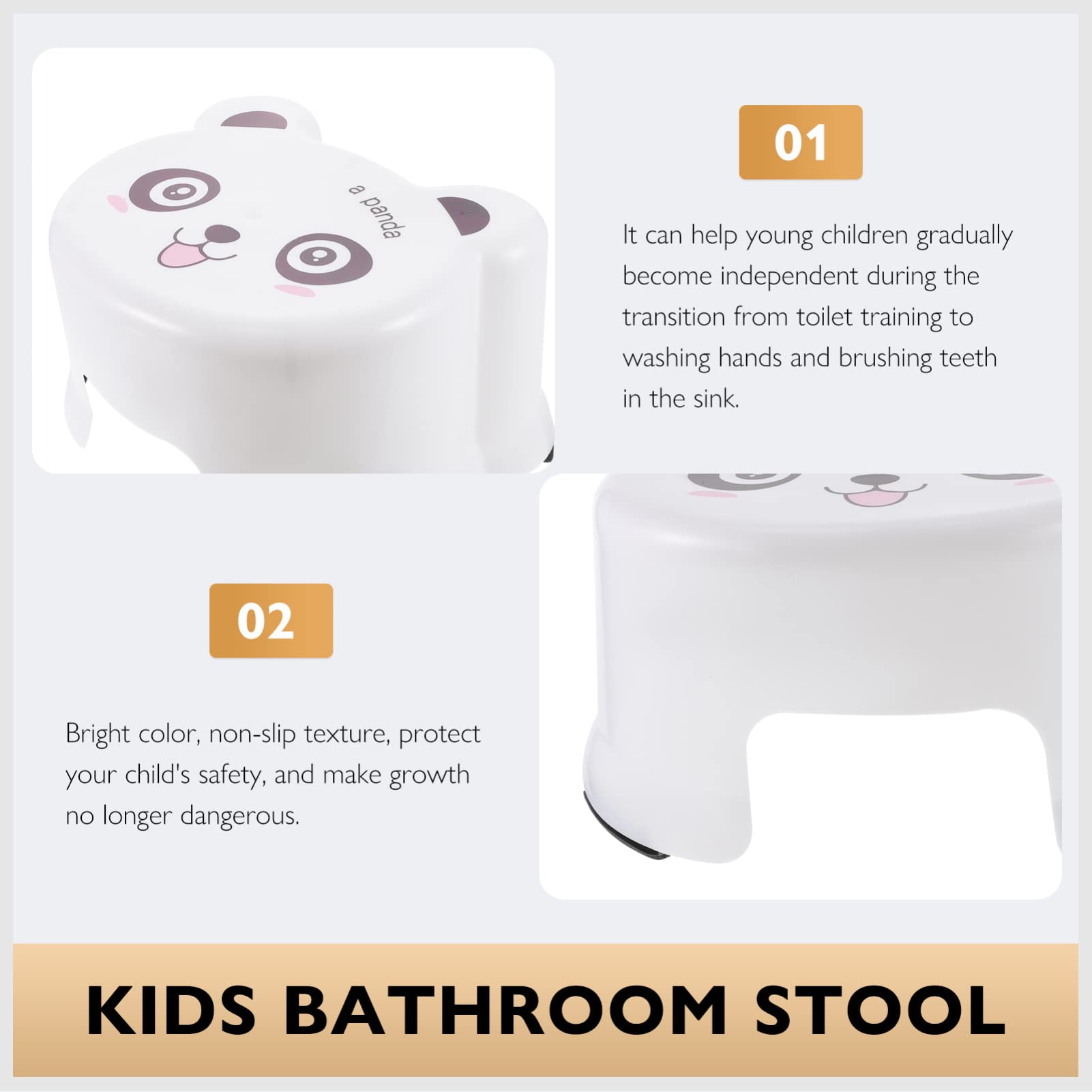 Toddmomy Anti- Skid Step Stool Kids Bathroom Stool Plastic Foot Stool Cartoon Step Stool for Living Room, Bathroom Non Slip Chairs ( White)
