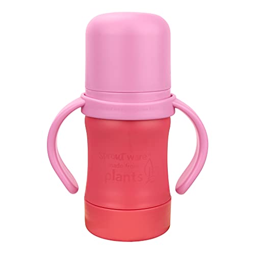 Green sprouts Sprout Ware Sip & Straw Cup made from Plants | Non-toxic Plant-based Plastic Transition Sippy Cup without BPA, BPS, BPF | Soft Silicone Spout and Straw | Easy-grip Handles
