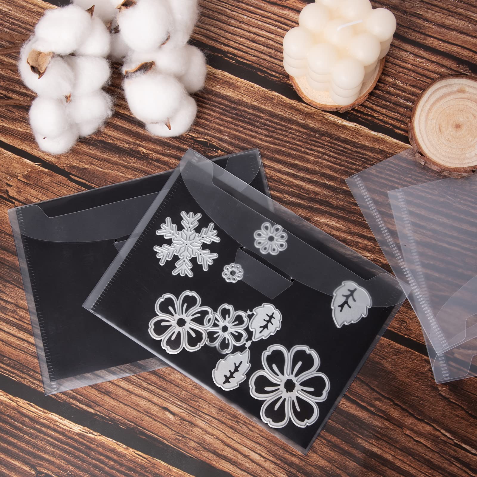 24 Pcs Stamp and Die Storage Bag and Rubber Magnetic Sheet Resealable Storage Pocket,Scrapbooking Storage Stamps and Dies for Card Making Die Cutting (0.5 mm Magnet Sheet)