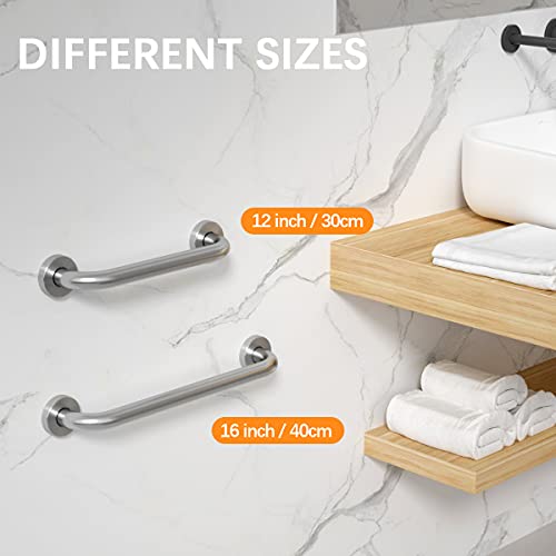12 Inch Satin Brushed Nickel Shower Grab Bar - 1" Diameter, iMomwee Stainless Steel Bathroom Grab Bar Handle, Balance Bar for Shower and Wall, Safety Hand Rail Support, Handicap Elderly Assist Handle