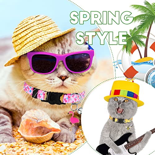 4 Pieces Cat Collars Breakaway with Bell and Pendants Colorful Summer Cat Safety Collar Adjustable Collar for Cats Cute Kitten Collar Set Cat Collar for Pet Kitten Supplies (Cute Style,Medium)