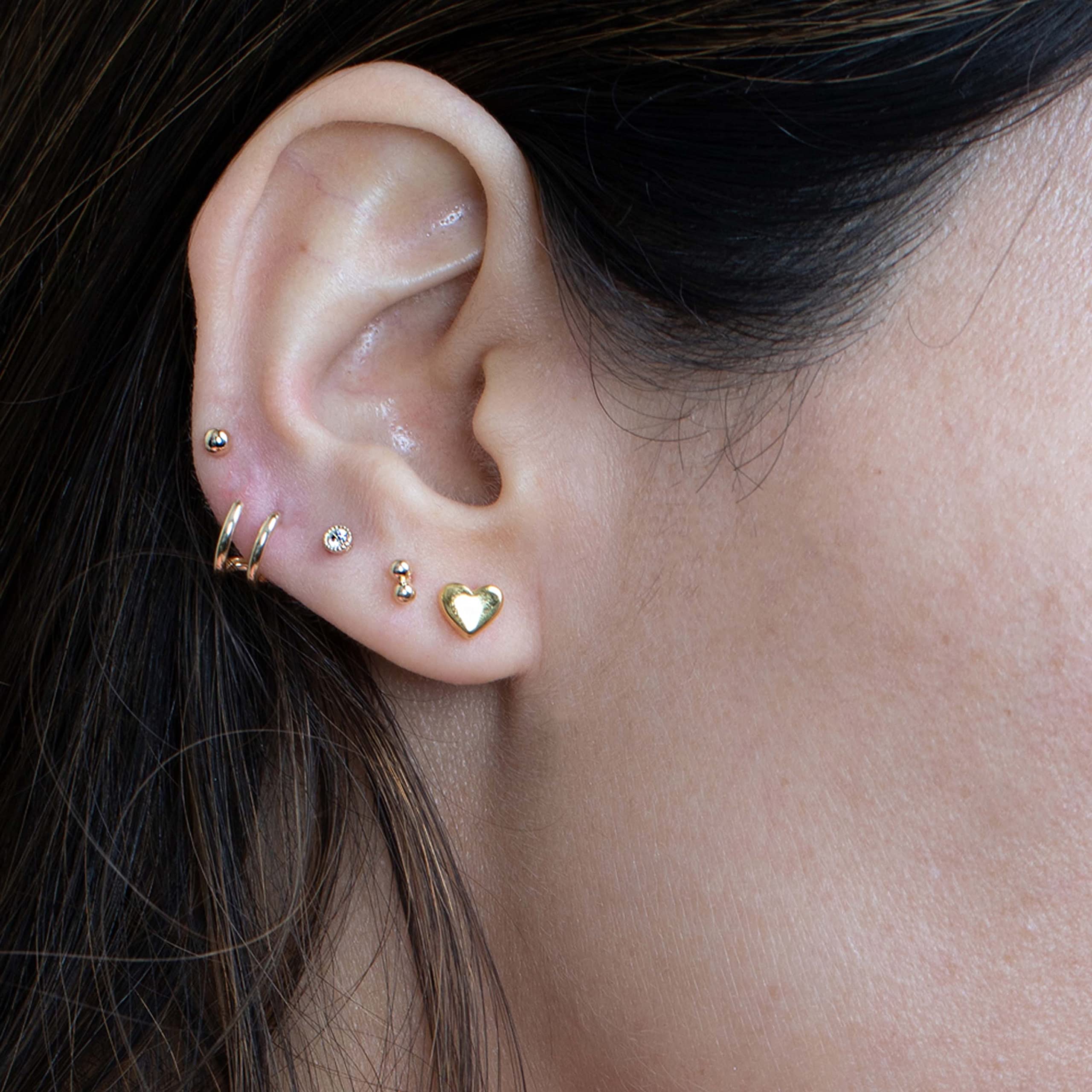 14K Yellow Gold Double Wire Ear Cuff Wrap Cartilage Huggie Hoop Earring Internally Threaded Upper Ear Piercing Hypoallergenic Helix Cartilage Lobe Tragus Upper Piercing - Sold Separately