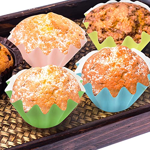 200PCS Wave Cupcake Liners, FULANDL Standard Size Muffin Liners Baking Cups, Greaseproof Coated Cupcake Wrappers for Wedding Birthday Party Baby Shower (100 Purple + 100 Pink)