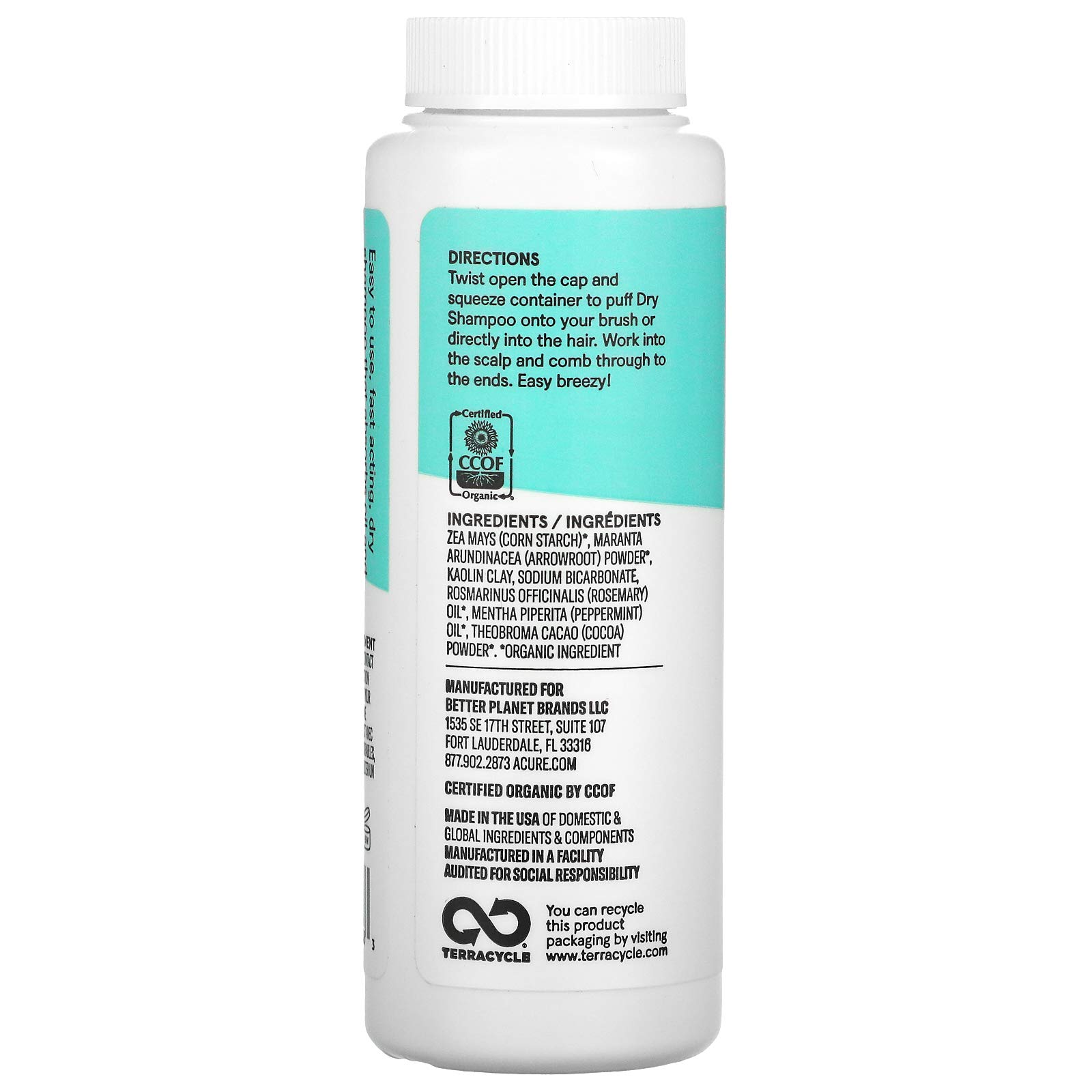 ACURE Acure Dry Shampoo, Brunette to Dark Hair, Rosemary & Cocoa, 1.7 oz (58 g) (Pack of 2)