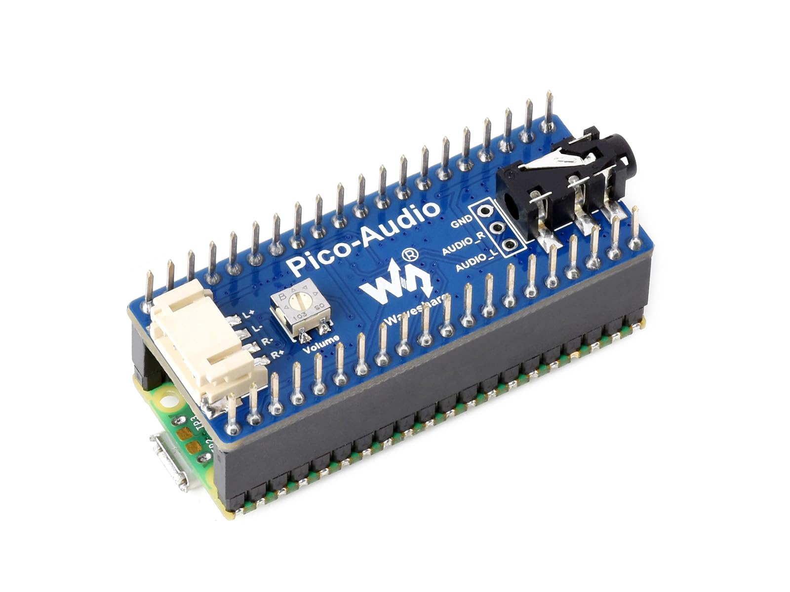 Waveshare Audio Expansion Module for Raspberry Pi Pico Wide Range Audio Sampling Rate Headphone and Speaker Signal Output at The Same Time