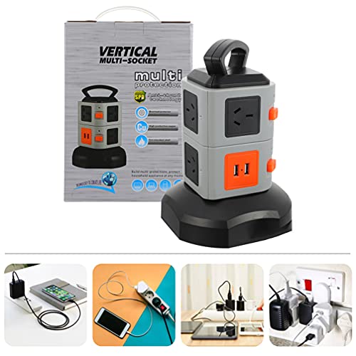 2 Power Outlet Home Power Board Power Board Outlets Socket Power Board with Surge Protector Strip Smart Charging Socket USB Power Supply Pc Fireproof Material