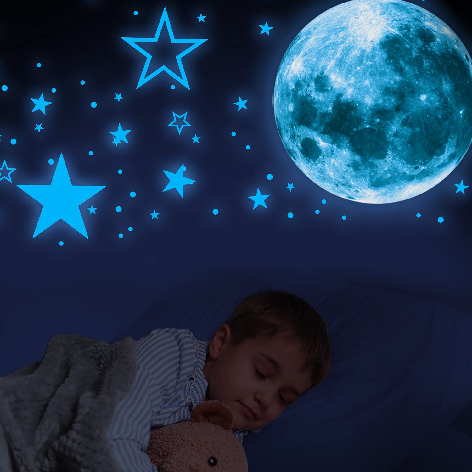 VUDECO Glow in The Dark Stickers Glow in The Dark Stars for Ceiling Glow in The Dark Moon and Glow Stars for Ceiling Over 1000 PCS Glow in The Dark Ceiling Decorations Perfect Kids Room Decor
