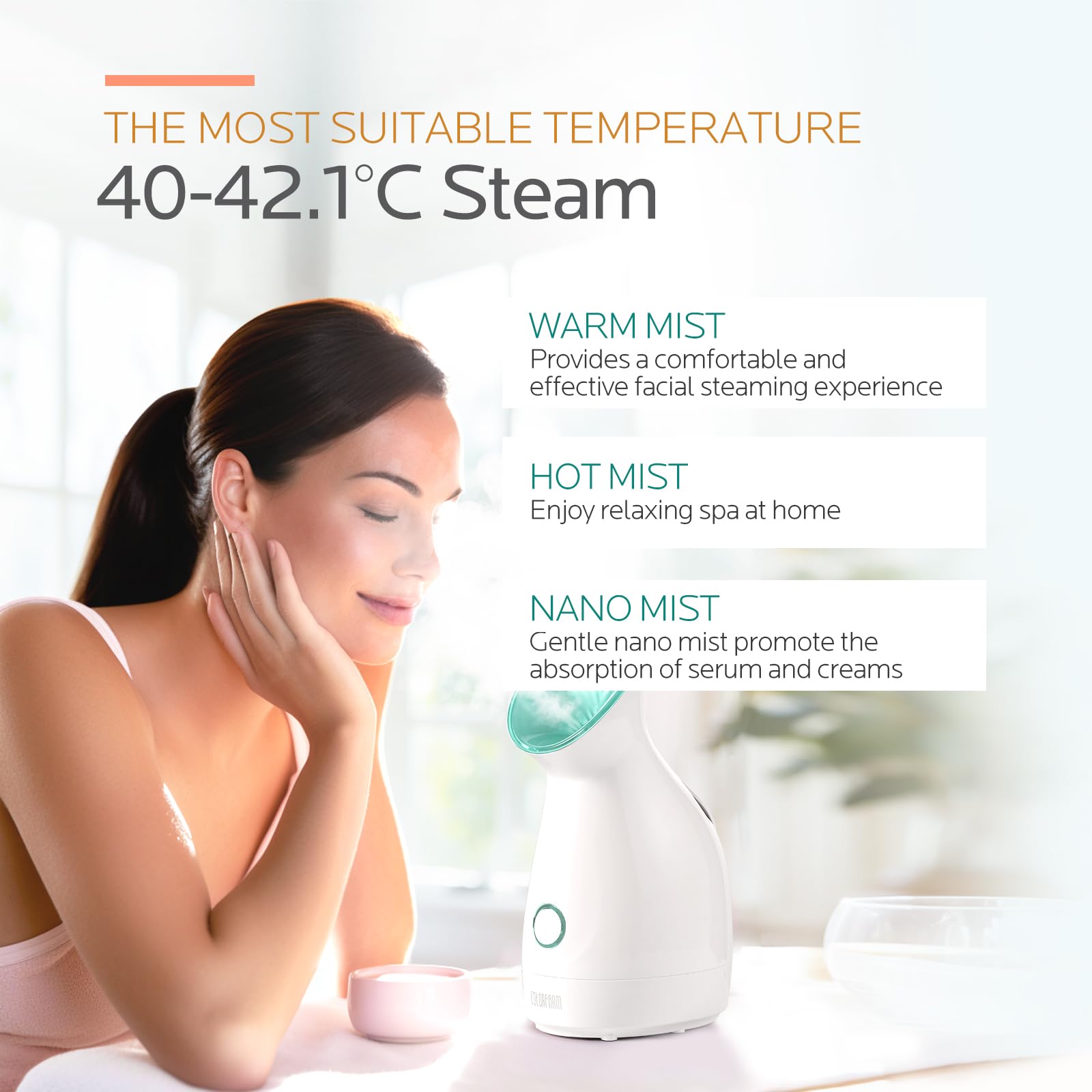 Colorfarm Facial Steamer Nano Ionic: Portable Face Steamer Deep Cleaning Unclogs Pores - Humidifier Hot Mist Steam Home Sauna Spa for Women Men Sinuses Moisturizing