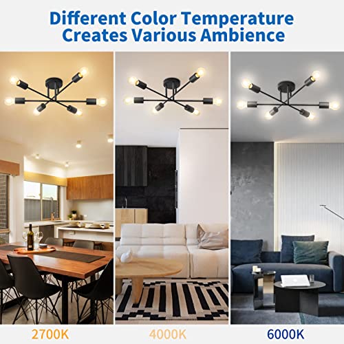 ANWIO Sputnik Chandelier, Mid Century Modern Nordic Pendant Lighting 6 Lights Black Ceiling Light Fixture Black Light for Living Room Kitchen, Bedroom, Dining Room, Kitchen, Office (Black)