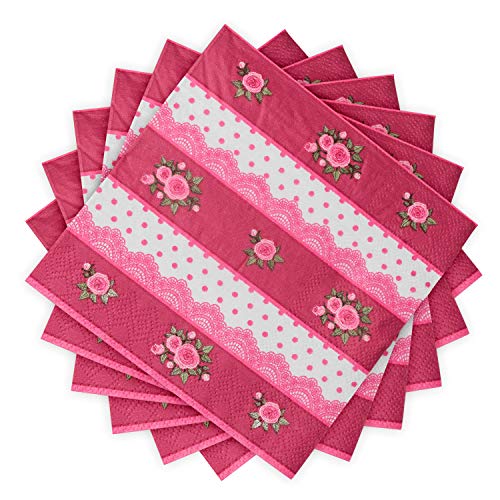 Royal Bluebonnet Rose Paper Tea Cups for Tea Party - 24 Disposable Tea Cups, Plates, and Napkins for Hot & Cold Drinks great for Easter, Mother's Day, Princess and Spring Little Girls Parties