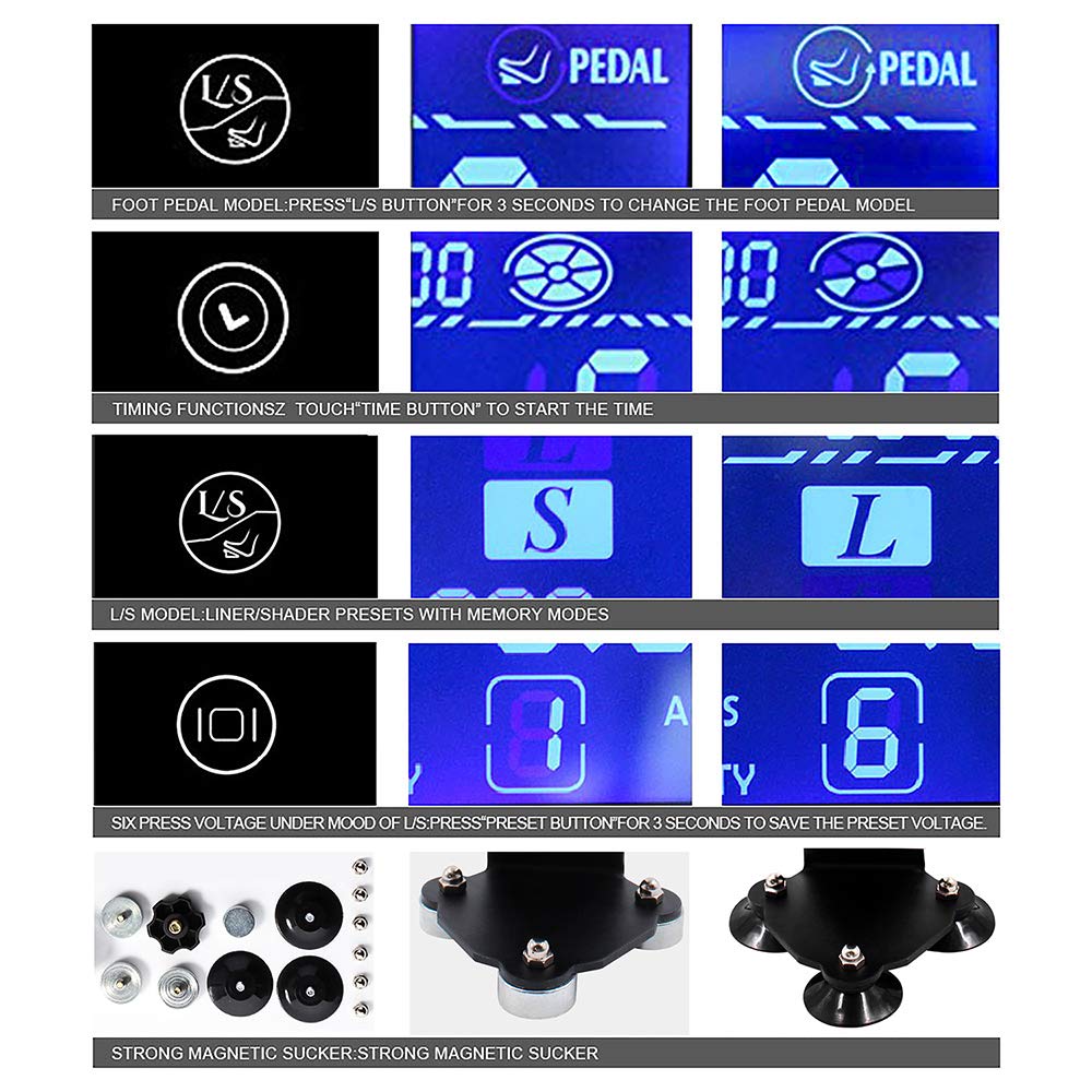 TATELF Digital Tattoo Power Supply Touch Screen LCD Power Source for Coil Rotary Tattoo Machines Gun kit Blue