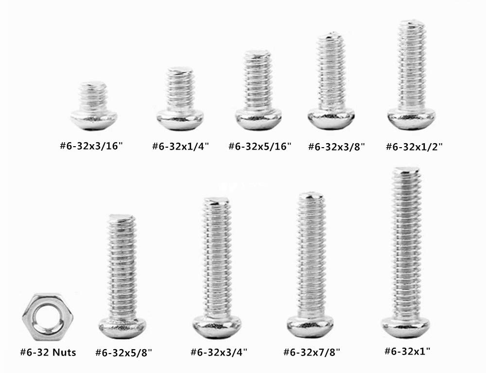 Guard4U 220Pcs #6-32 UNC Stainless Steel Phillips Pan Head Machine Screws Nuts Assortment Kit- #6-32x 3/16" 1/4" 5/16" 3/8" 1/2" 5/8" 3/4" 7/8" 1"