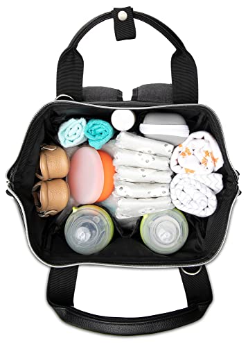 Baby Brezza Lucia Baby Diaper Bag Backpack and Tote β Carry How You Choose β Spacious but Compact Design with 12 Pockets and Slide Out Diaper Caddy, Graphite